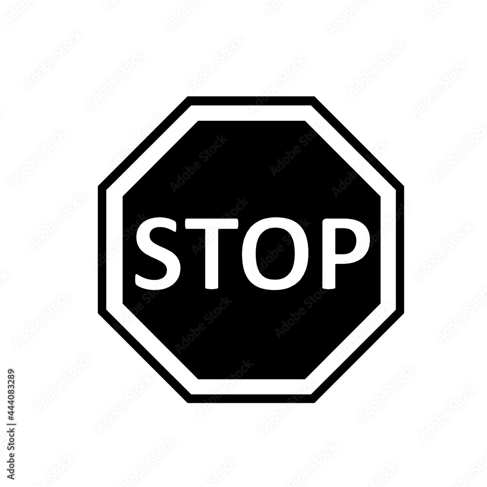 stop, sign, road, red, traffic, isolated, symbol, white, warning ...