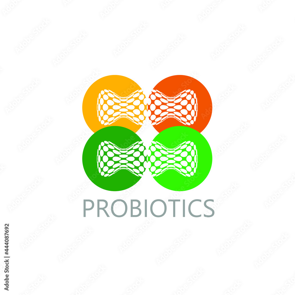 Probiotics logo. Bacteria logo. Concept of healthy nutrition ingredient ...