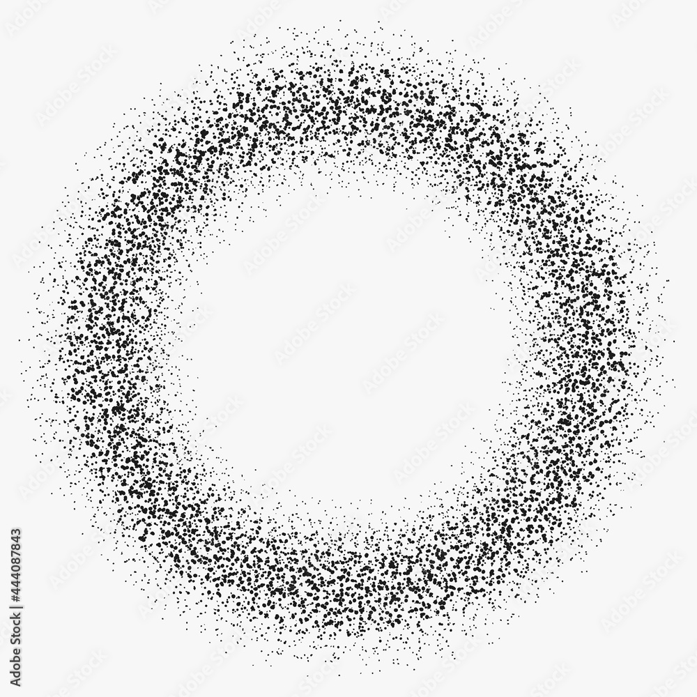Dust ring. Vector aerosol black circle. White background and dust shape ...