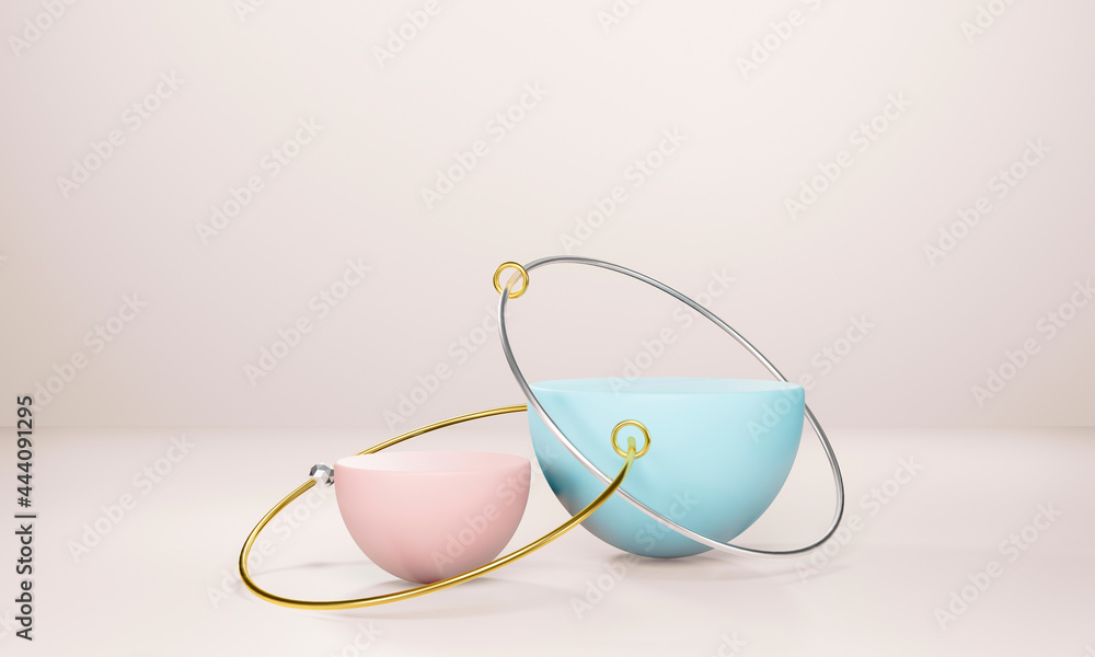 stand and display pastel. sphere baby pink toy egg half circle ball ...