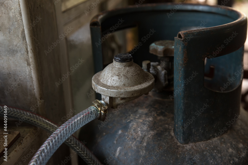 Rusty pressure regulator and operating valve of cooking gas tanks. LPG ...