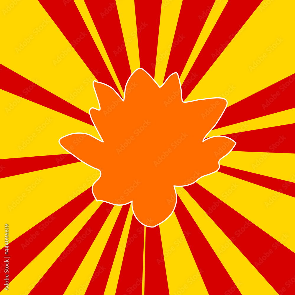 Lotus flower on a background of red flash explosion radial lines. The ...