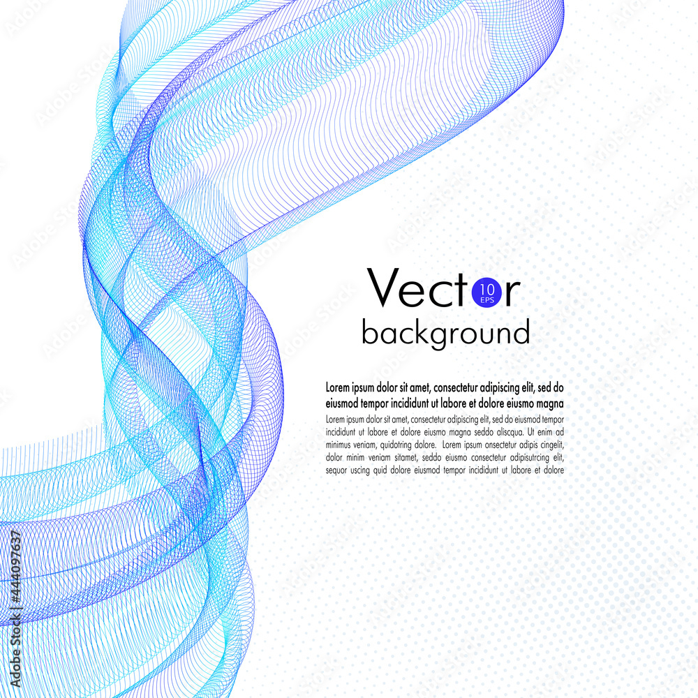 Bright blue wave pattern. Abstract flowing squiggle subtle curves ...