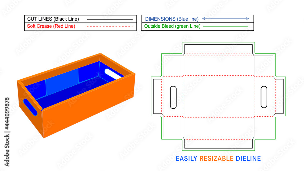 Corrugated crate box with holding notch, fruit carton box dieline and ...