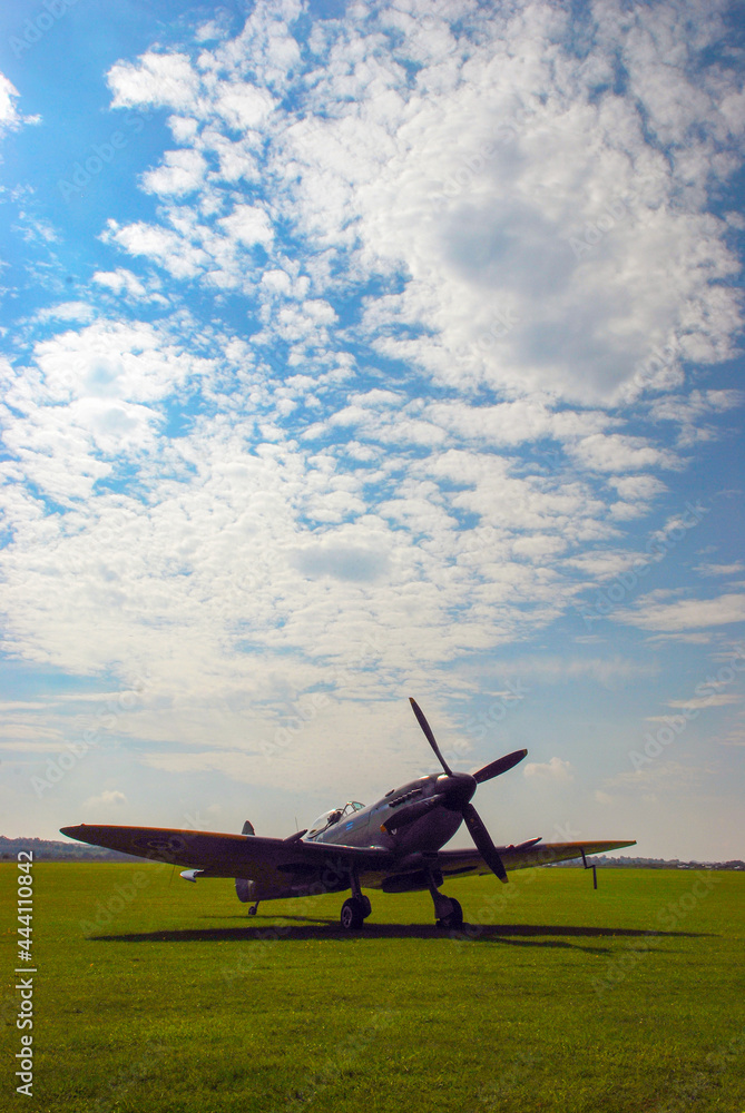 Raf Fighter Aircraft From The Battle Of Britain Era Park At An Airfield ...