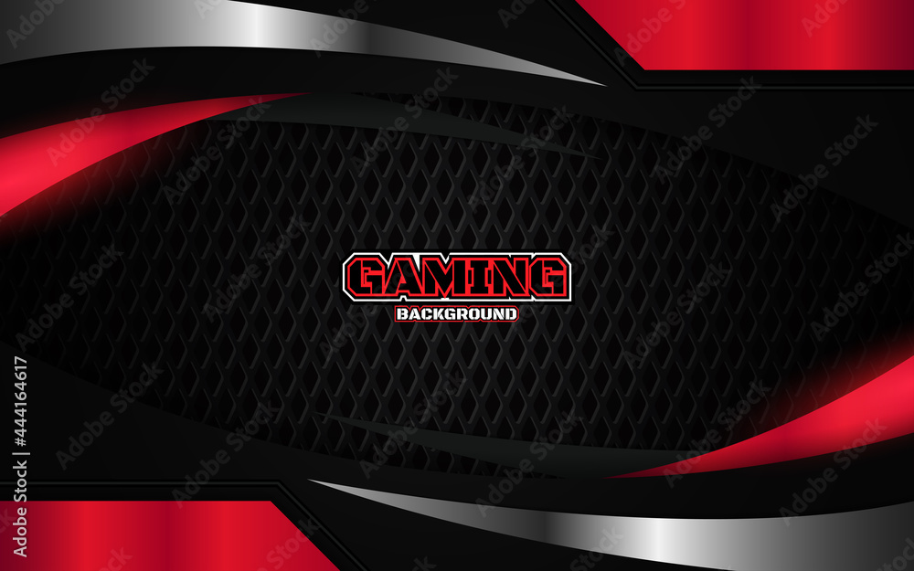 Abstract futuristic geometric black and red gaming background with ...