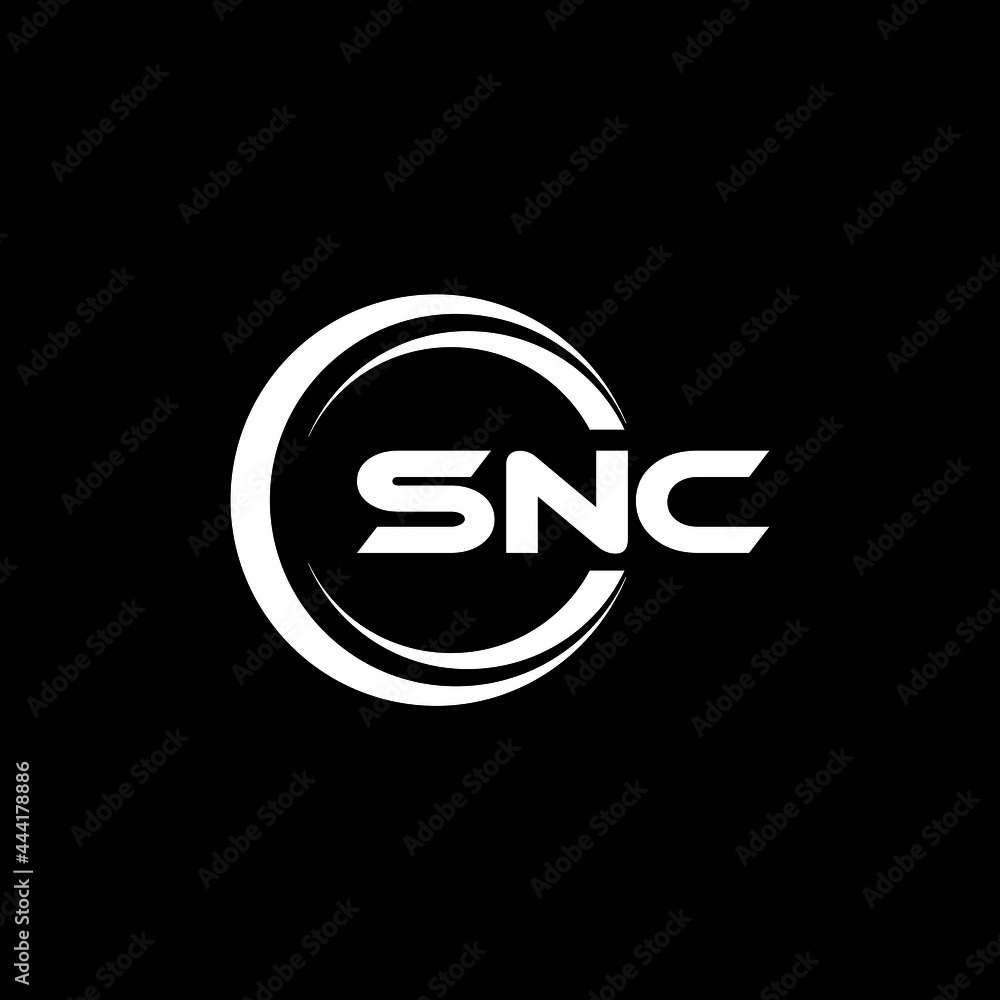 SNC letter logo design with black background in illustrator, vector ...