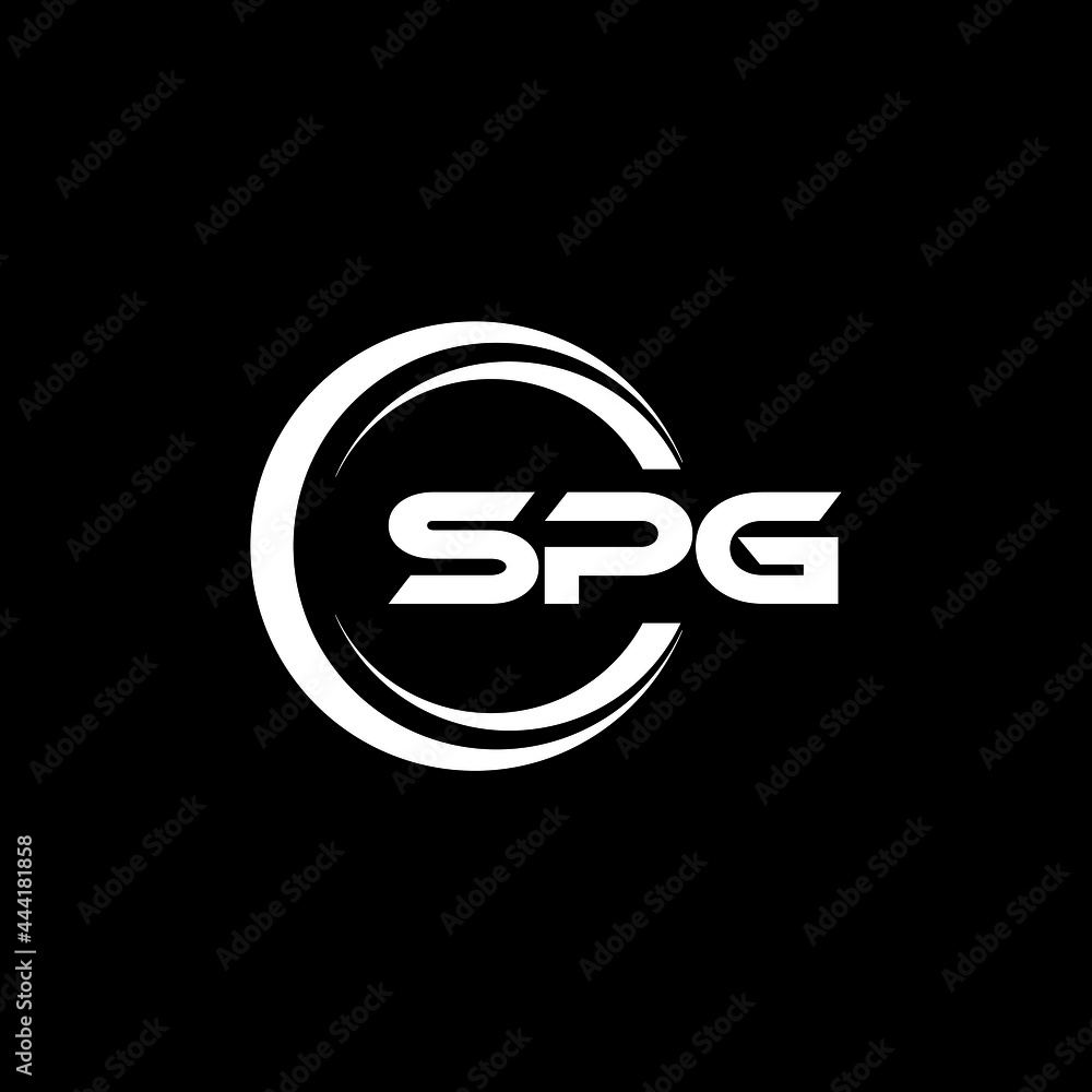 SPG letter logo design with black background in illustrator, vector ...