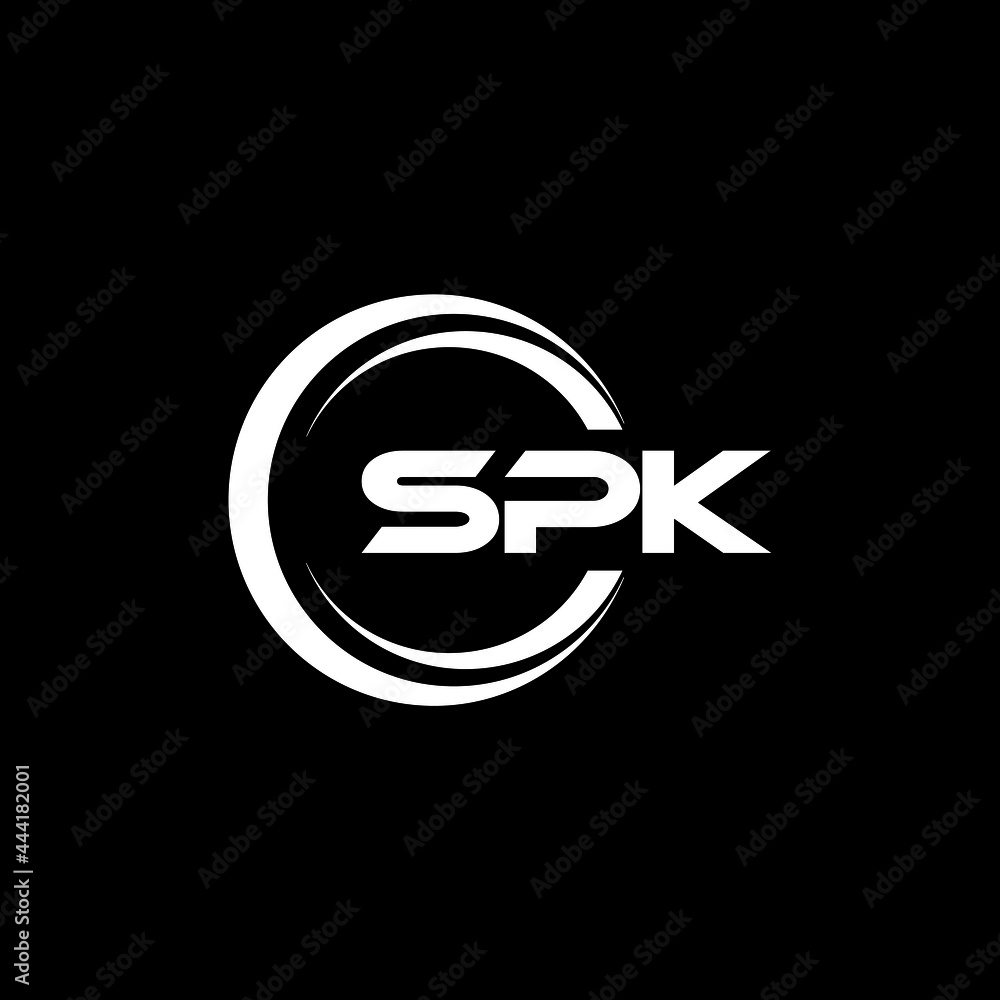 SPK letter logo design with black background in illustrator, vector ...