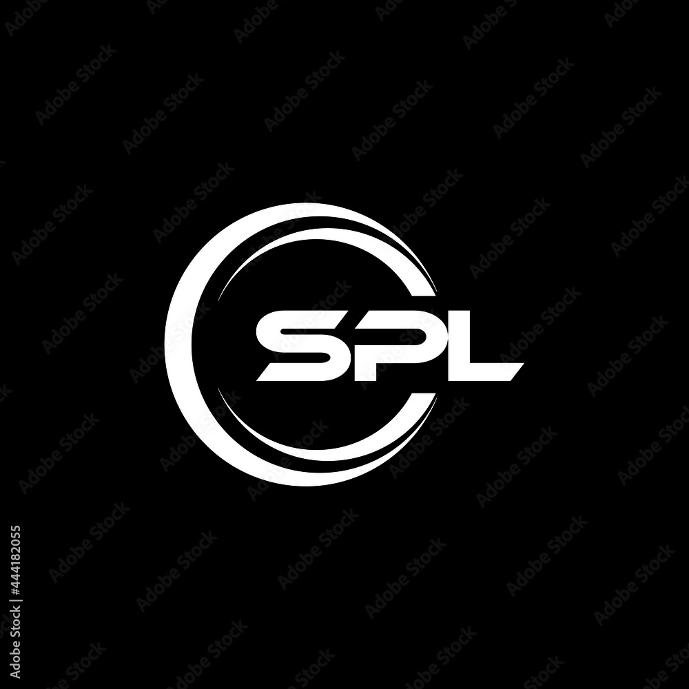 SPL letter logo design with black background in illustrator, vector ...