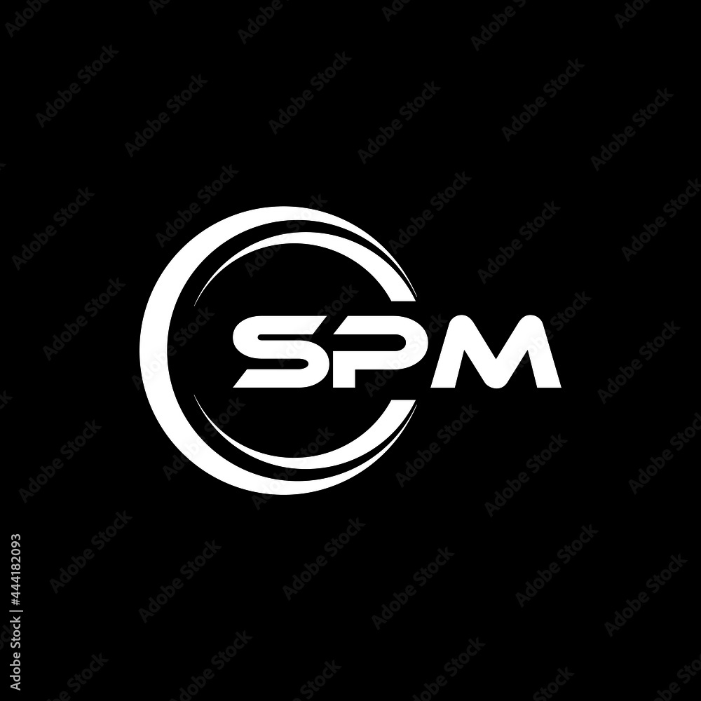 Vettoriale Stock SPM letter logo design with black background in ...