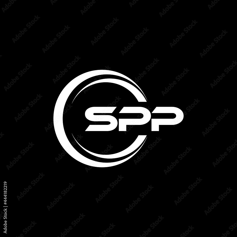 Vecteur Stock SPP letter logo design with black background in ...