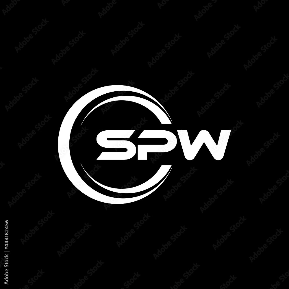 SPW letter logo design with black background in illustrator, vector ...