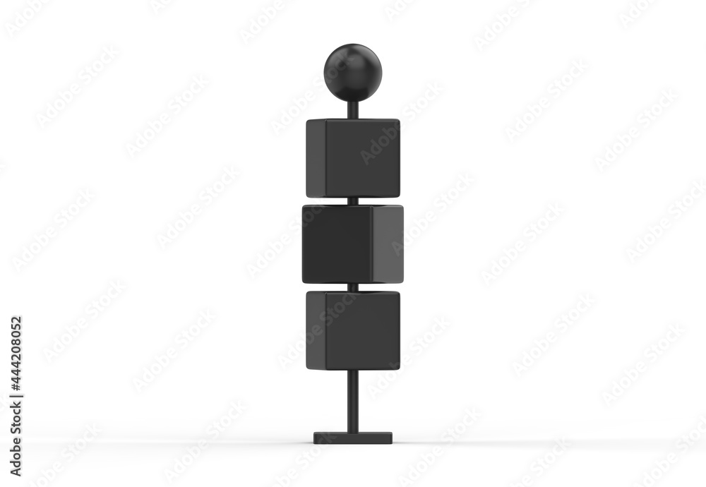 Black Way finding mock up template on isolated white background, 3d ...