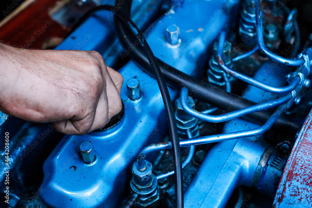 Maintenance work or service on yacht / boat / car / machine with a ...