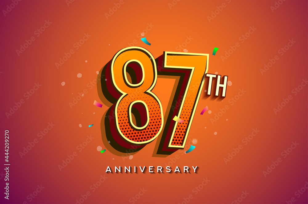 87th Anniversary Logo Design With Colorful Confetti, Birthday Greeting ...
