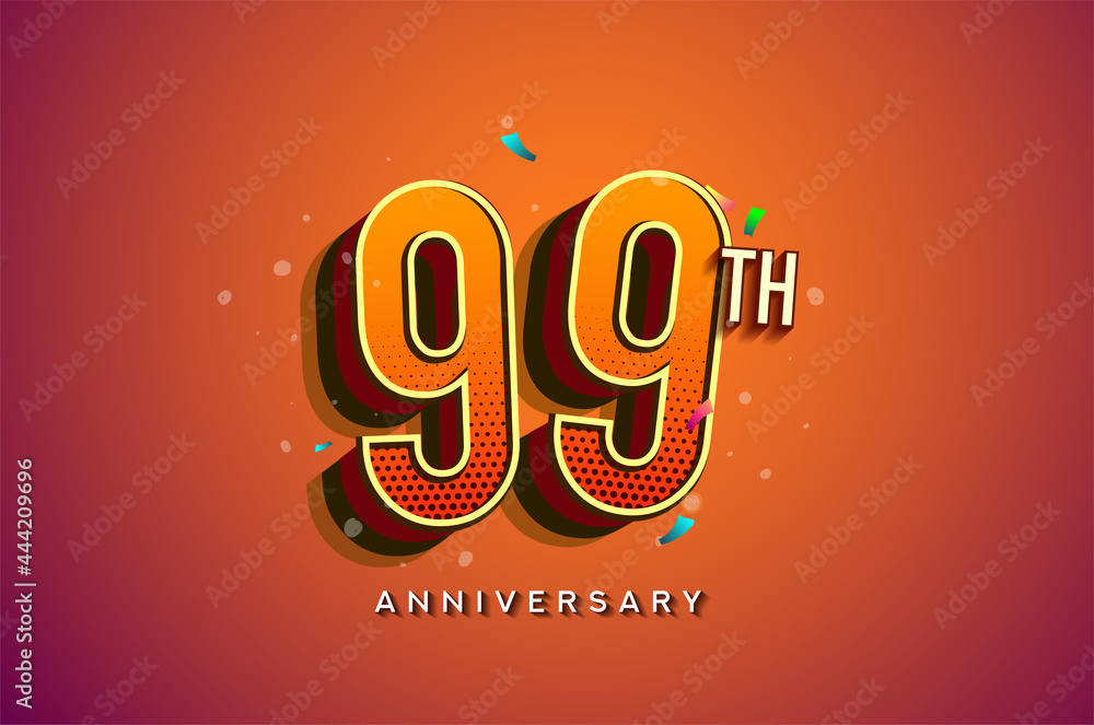 99th Anniversary Logo Design With Colorful Confetti, Birthday Greeting ...