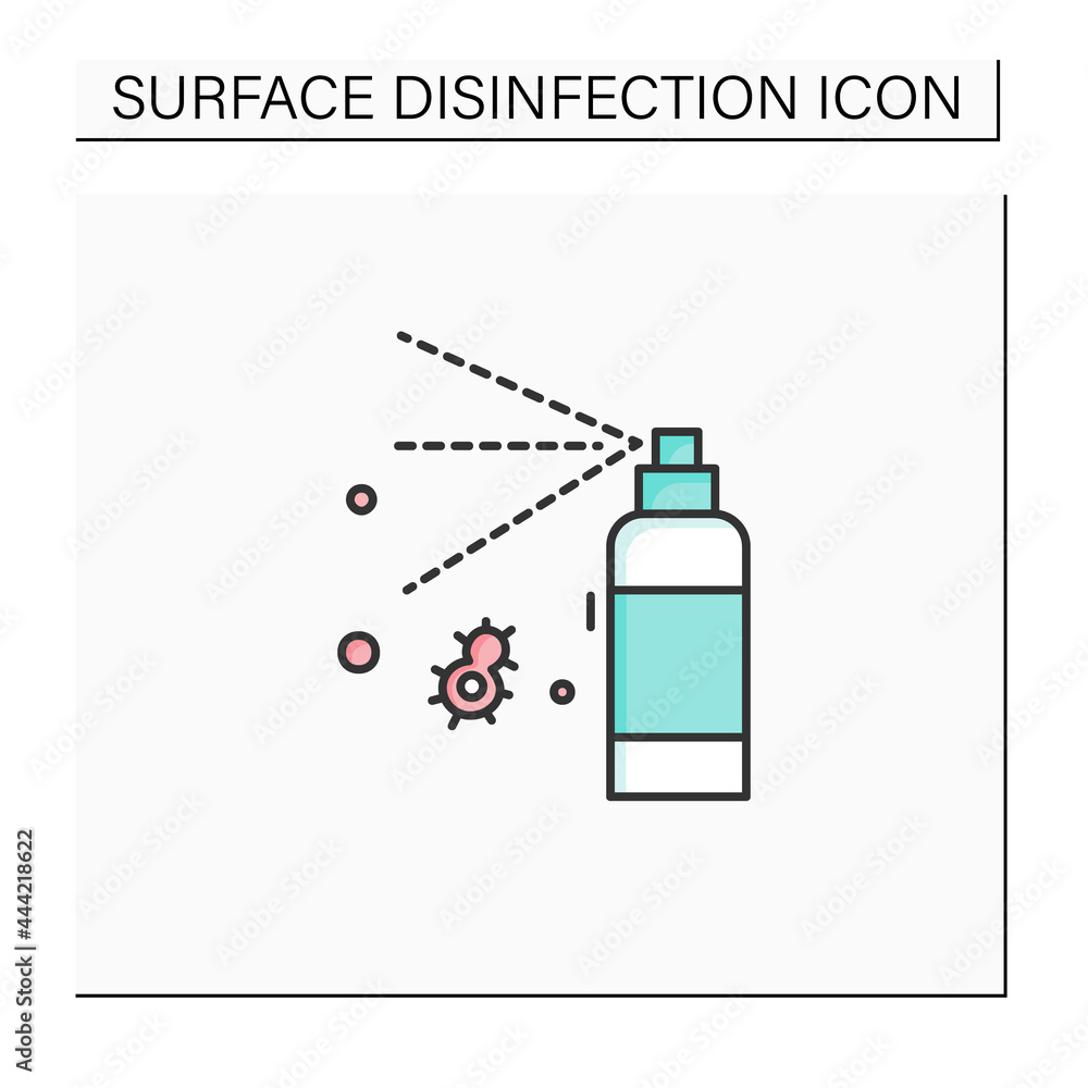 Antibacterial spray color icon. Antiseptic solution bottle linear ...