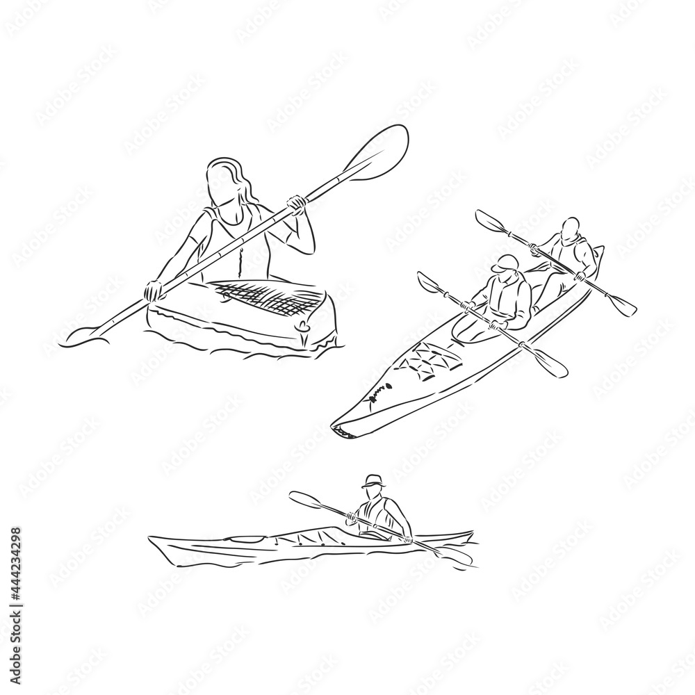 Kayak sketch vector illustration kayak vector illustration Stock Vector ...