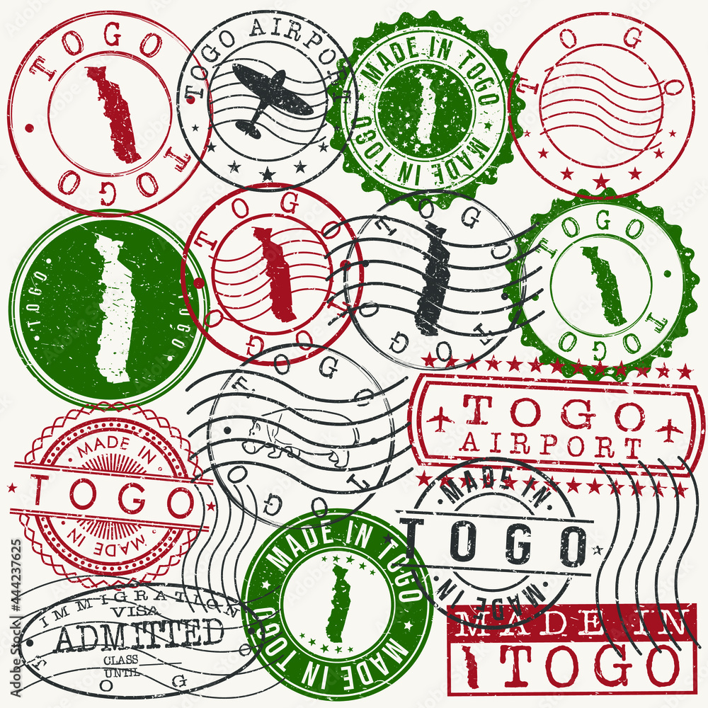 Togo Set of Stamps. Travel Passport Stamps. Made In Product Design ...