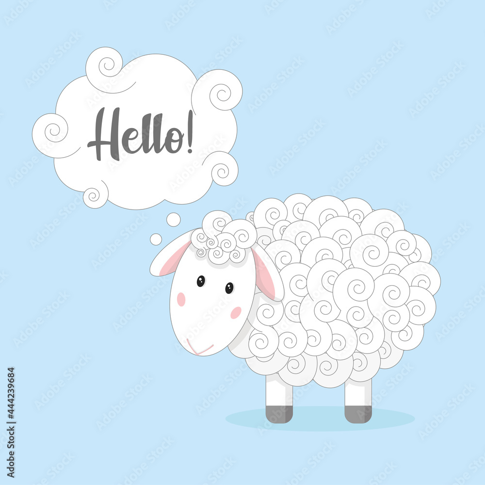 Vector fluffy blue sheep Stock Vector | Adobe Stock