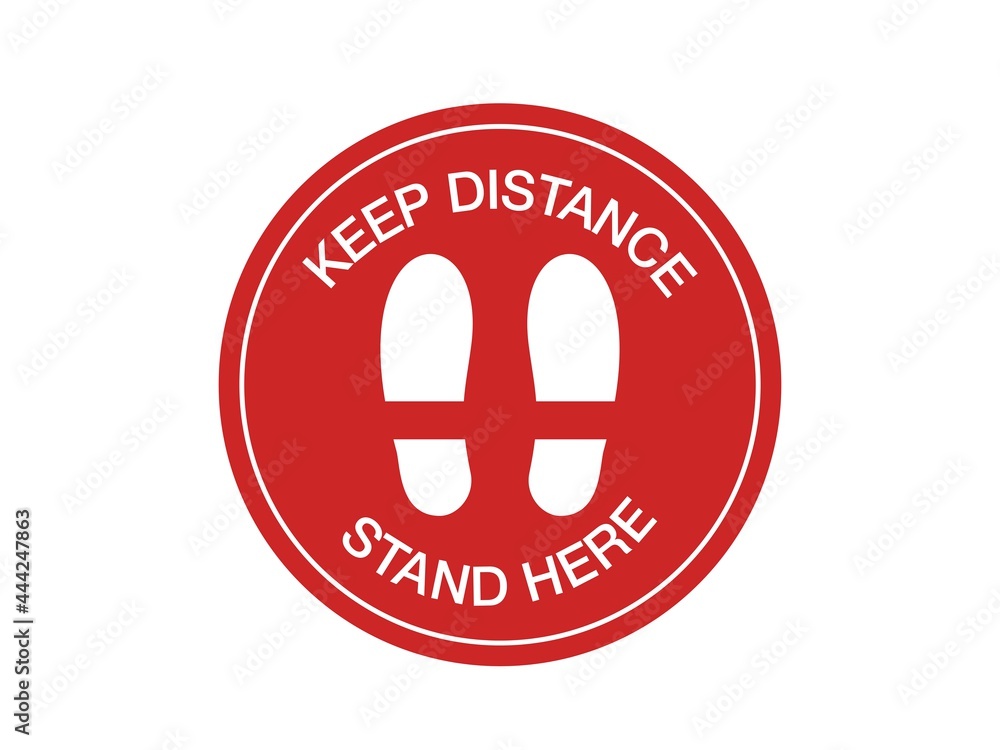 Keep distance sign. Keep distance stand here vector red circle sign ...