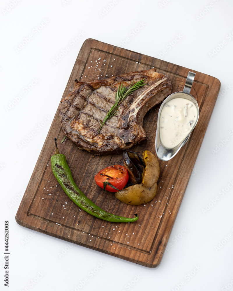 Grilled Meat steak ribeye. Tomahawk or t-bone steak with grilled ...