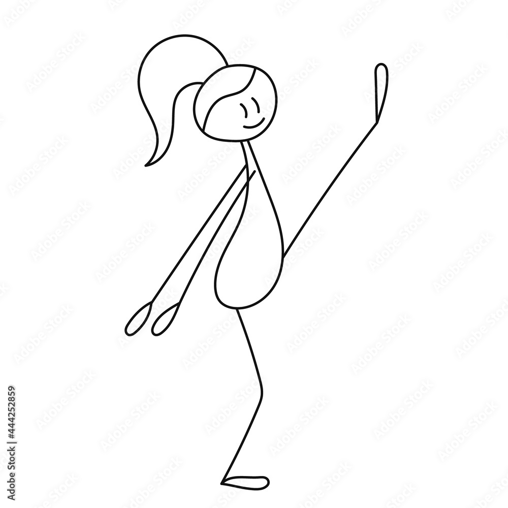 stick figure girl doing exercises Stock Vector | Adobe Stock