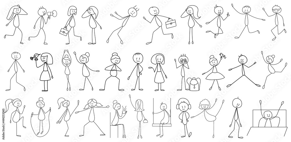 stick figure man set, isolated, vector Stock Vector | Adobe Stock