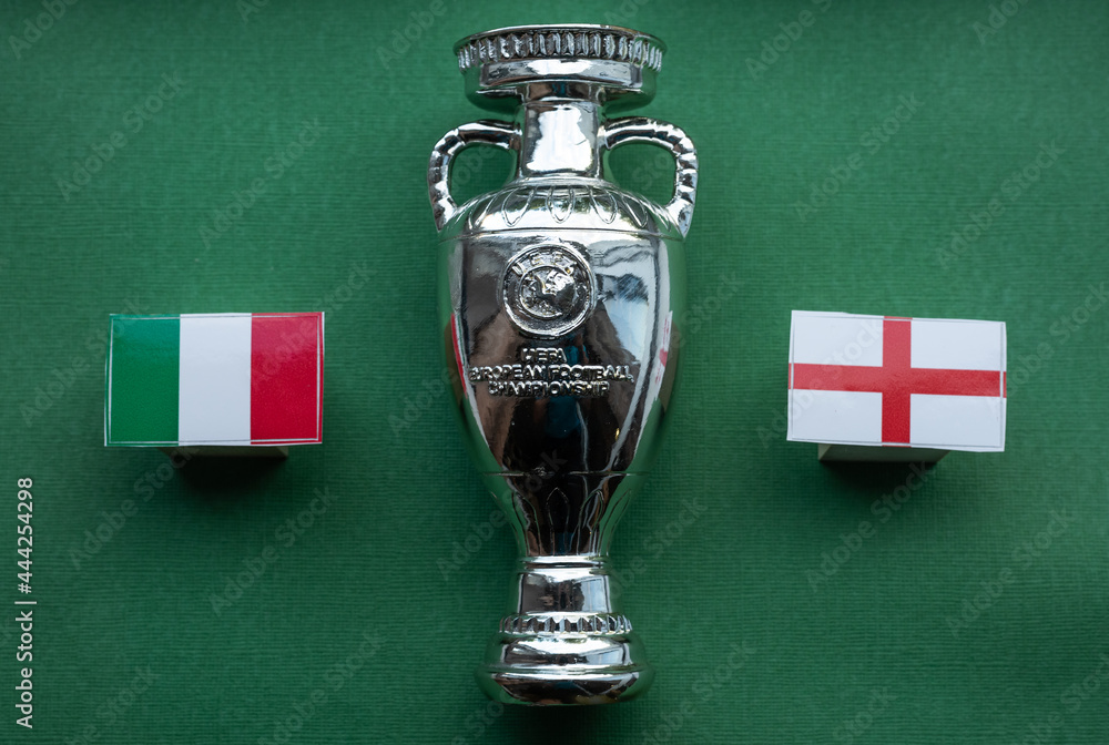 July 4, 2021 London, United Kingdom. Flags of the participants of the ...