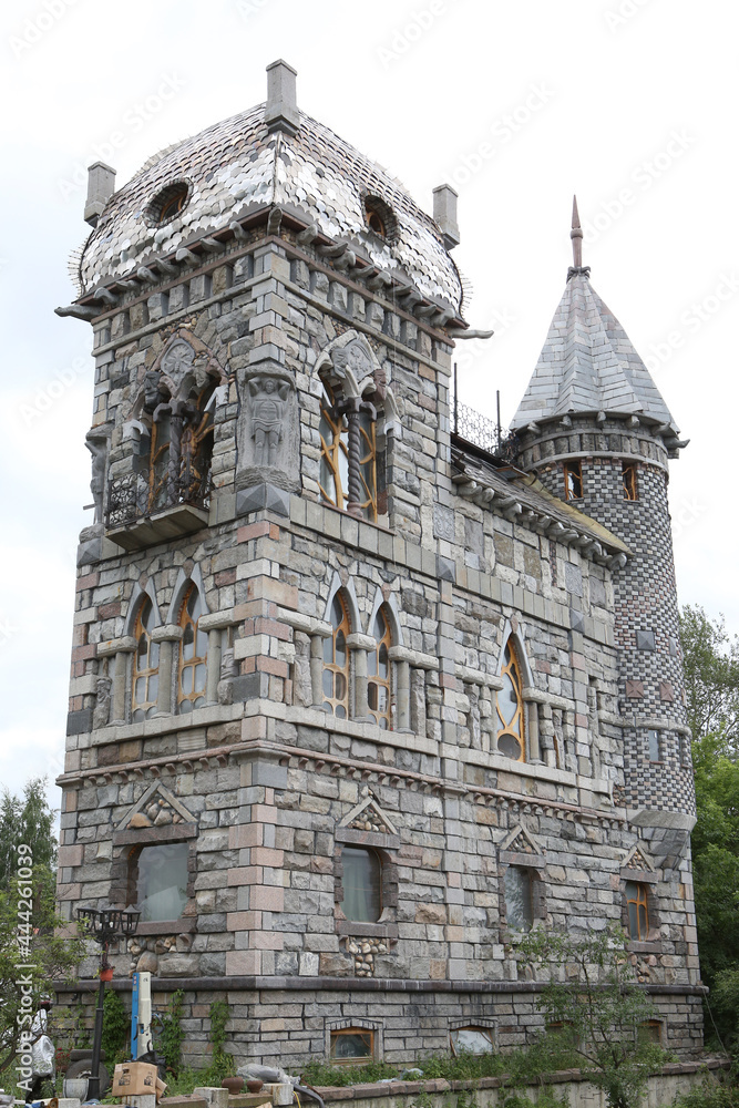 Mystic Castle in Moscow city, Russia. Gothic style in architecture ...