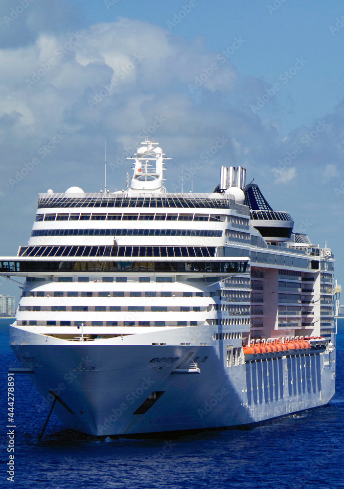 Big modern MSC Cruises cruiseship or cruise ship liner Divina anchoring ...