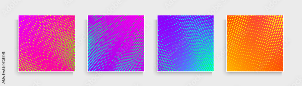 Set of abstract dots pattern with pink, blue, purple, orange yellow ...