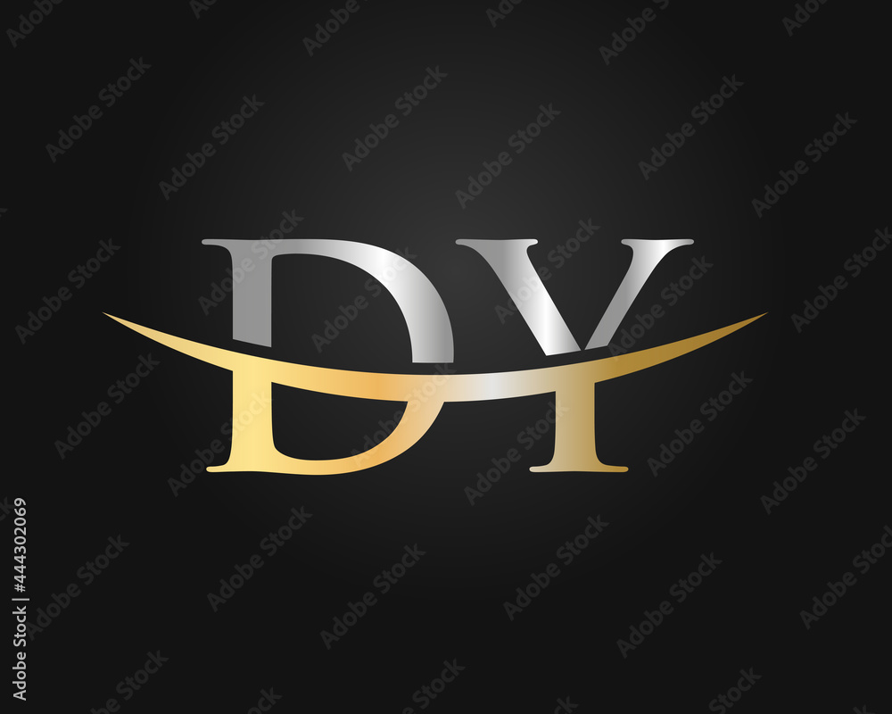 Initial Gold DY letter logo design. DY logo design vector template ...