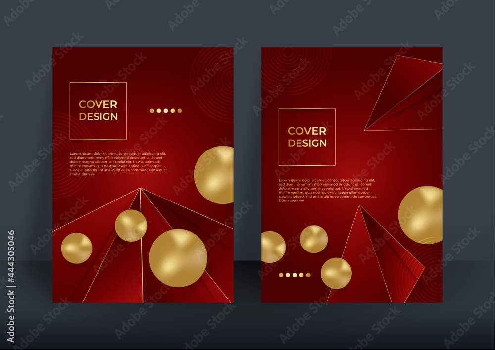 Abstract red gold cover flyer brochure background. Abstract red luxury ...