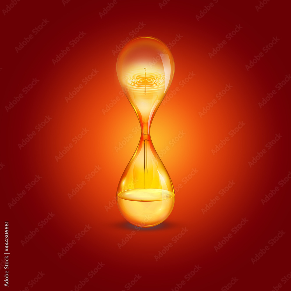 A creative 3D look of the sand clock with oil in it. Useful for poster ...