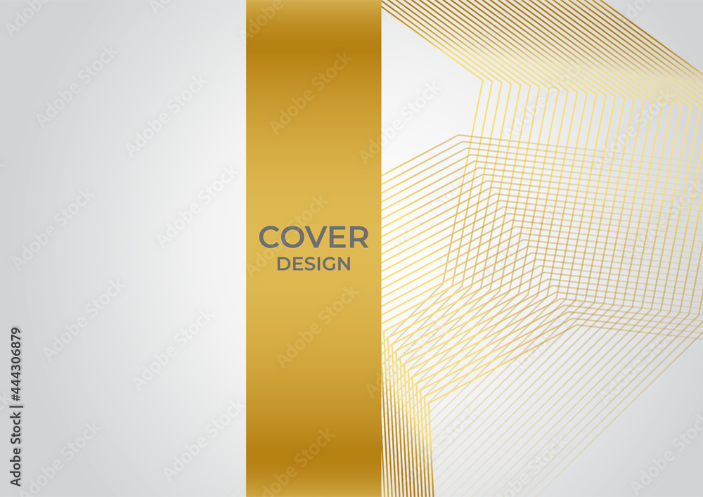 Abstract geometric shape white gold background with light and shadow 3D ...