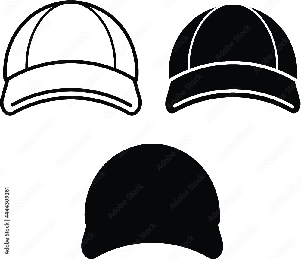Baseball Hat from Front View - Clipart Set Stock Vector | Adobe Stock