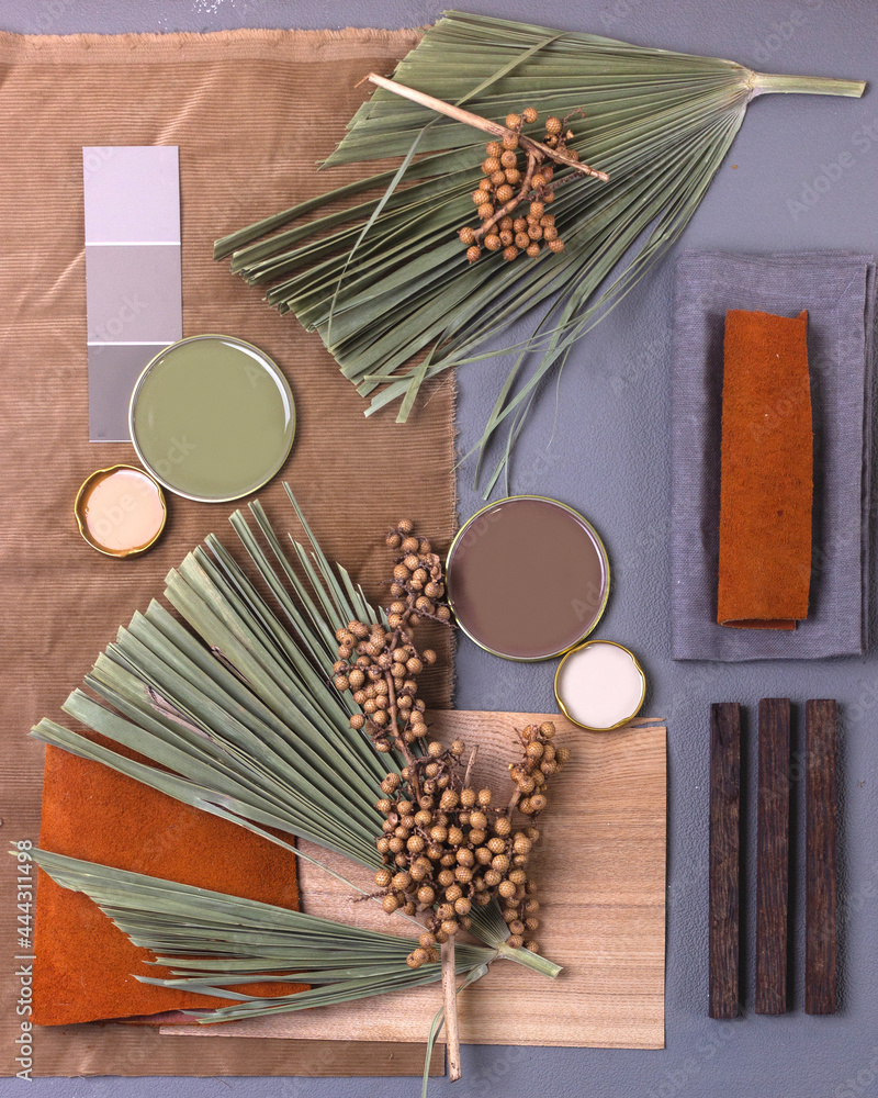 mood board color palette for interior design and decor Stock Photo ...