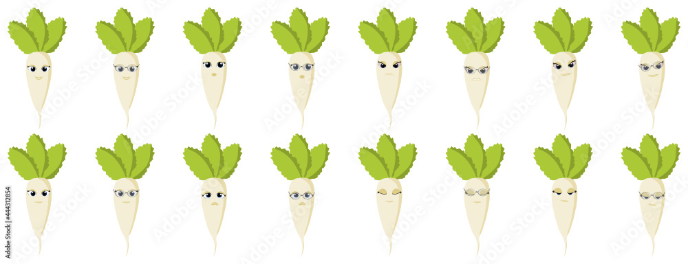 Vetor de Attractive vector vegetable emoji of radish emoji set. This ...