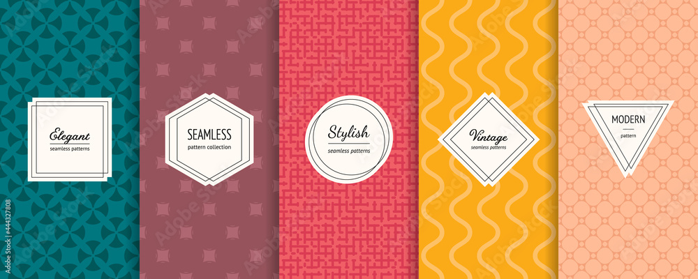 Abstract vector geometric seamless patterns collection. Set of simple ...