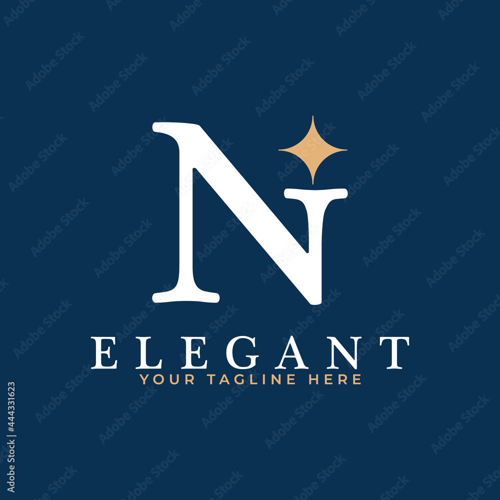Initial Letter N Star Logo Design. N Letter with Star Icon Combination ...