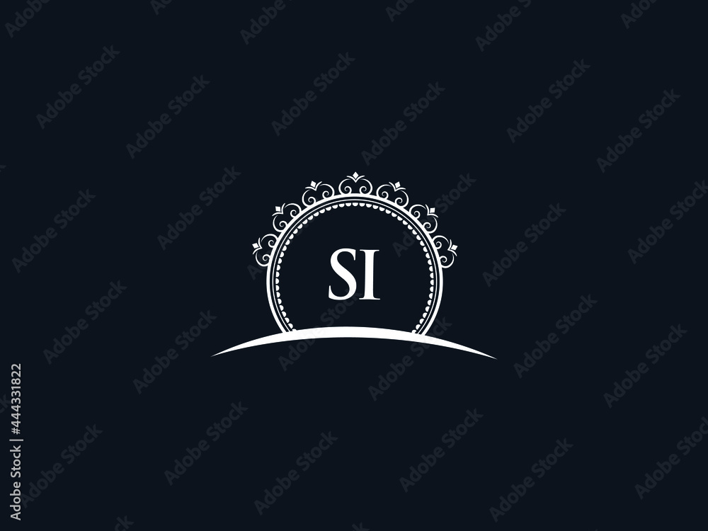 Vetor de Luxury SI Letter, initial Black si Logo Icon Vector For Hotel ...