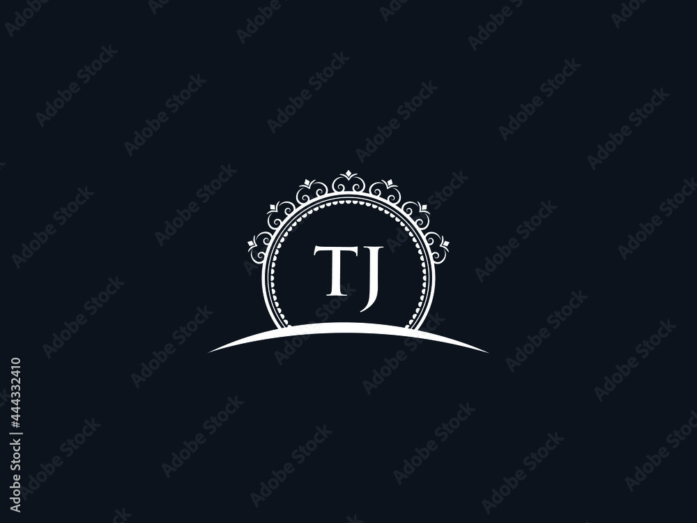Luxury TJ Letter, initial Black tj Logo Icon Vector For Hotel Heraldic ...