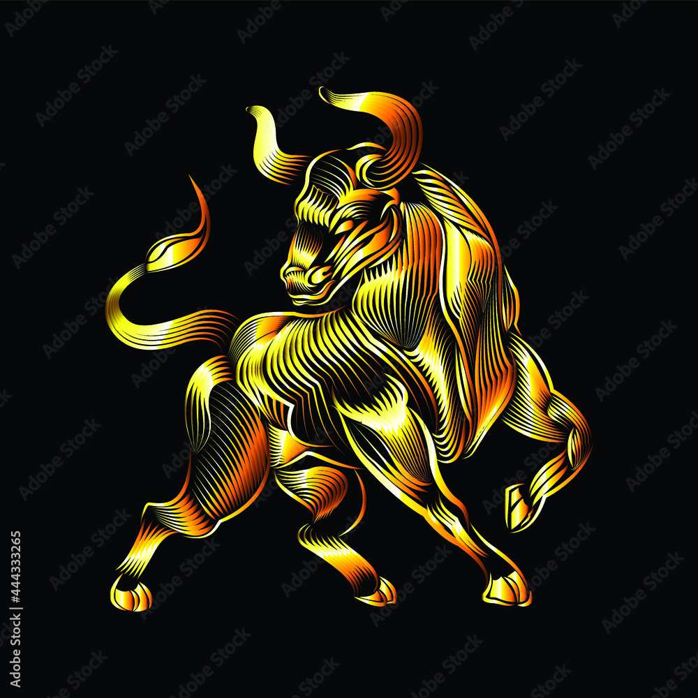 ox line art vector new style Stock Vector | Adobe Stock