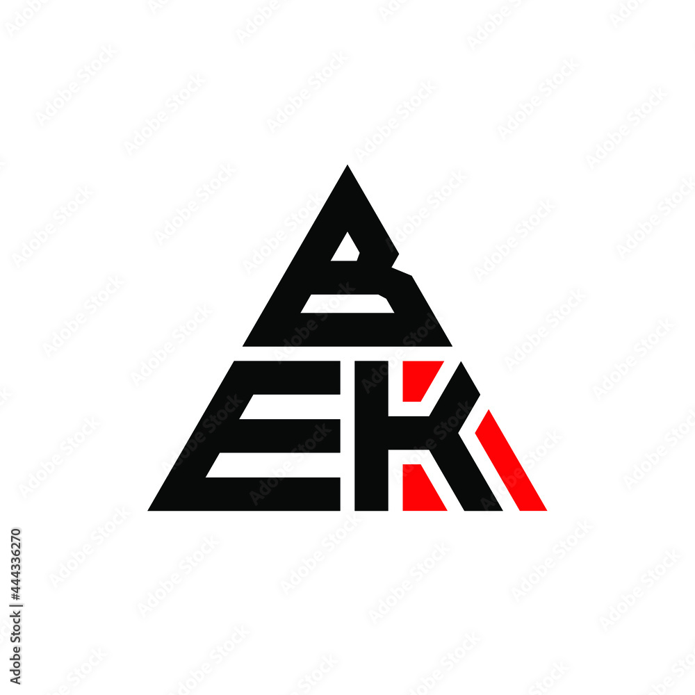 BEK triangle letter logo design with triangle shape. BEK triangle logo ...