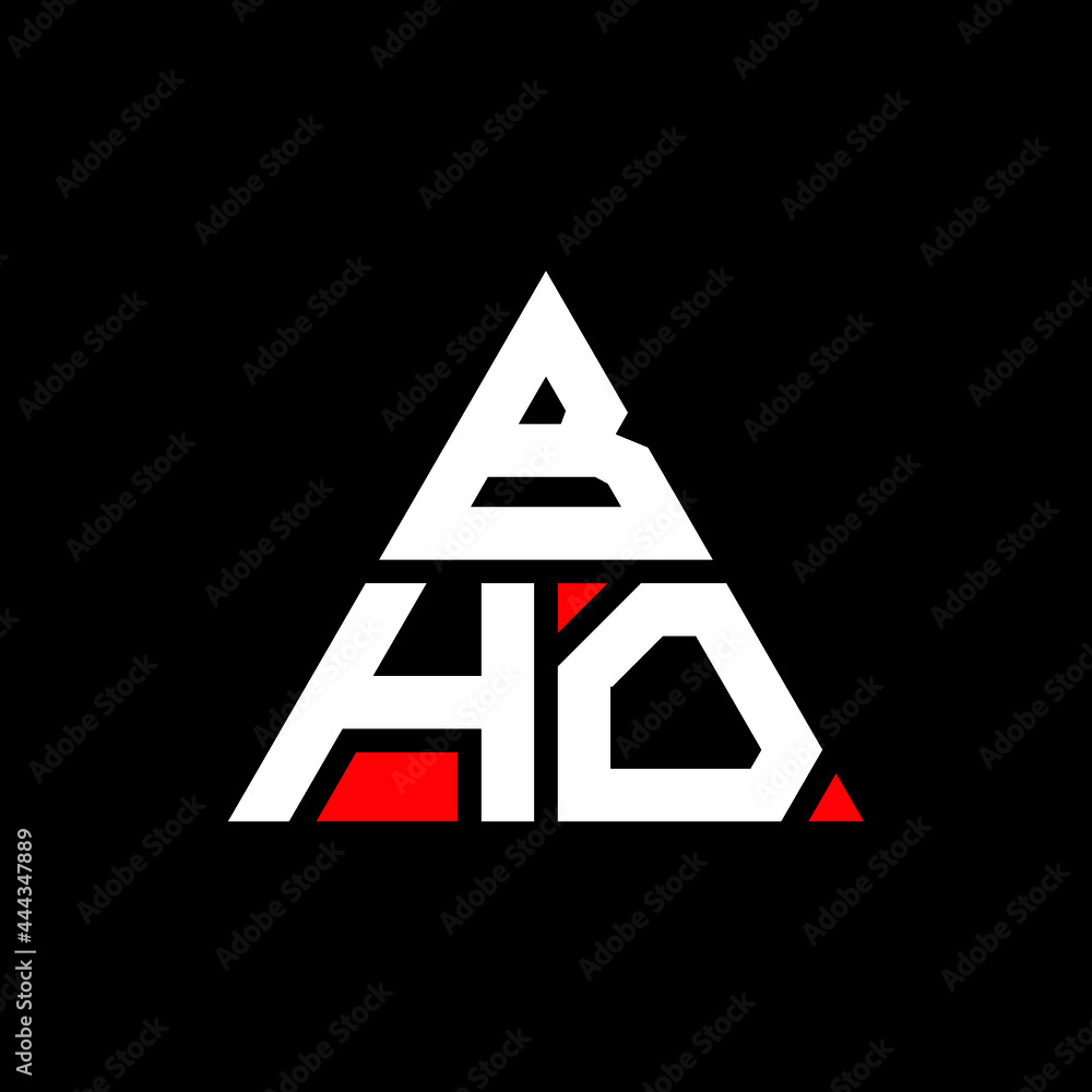 BHO triangle letter logo design with triangle shape. BHO triangle logo ...