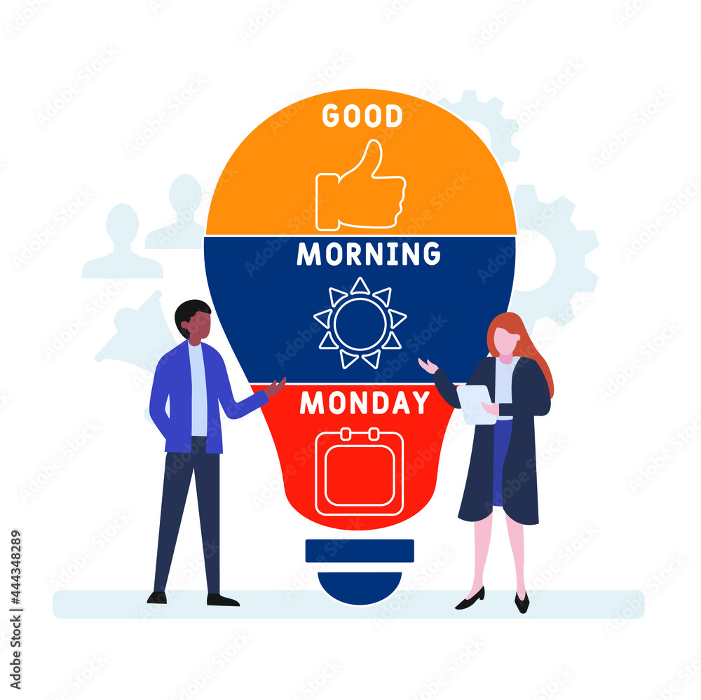 Flat design with people. GMM - Good Morning Monday acronym. business ...