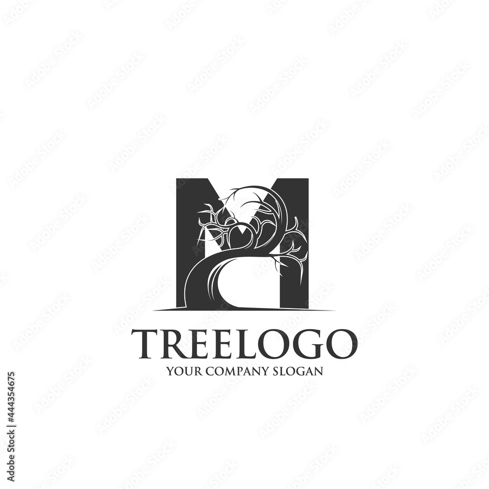 Creative tree letter M Logo design inspiration vector art Stock Vector ...