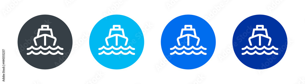 Ship boat icon. Different colorful version, Coast guard ship icon ...